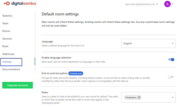 How To Configure Your Digital Samba Rooms Using Dashboard